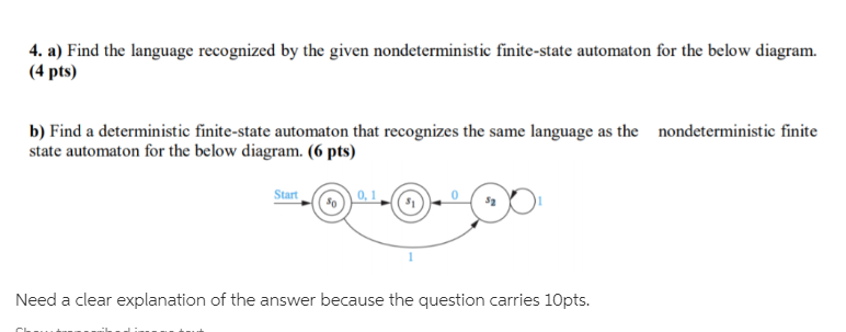 Solved 4. a) Find the language recognized by the given | Chegg.com