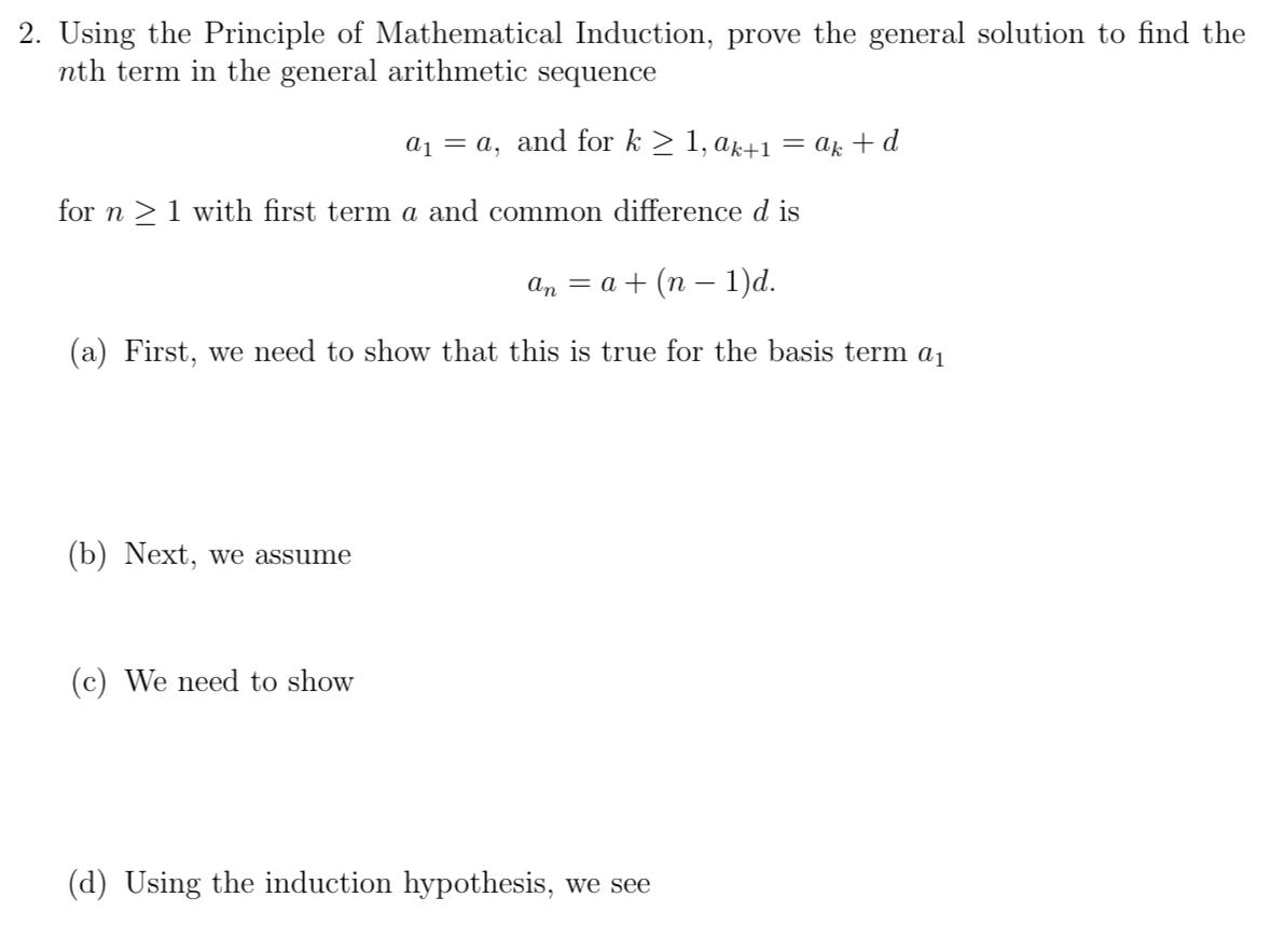 2. Using the Principle of Mathematical Induction, | Chegg.com