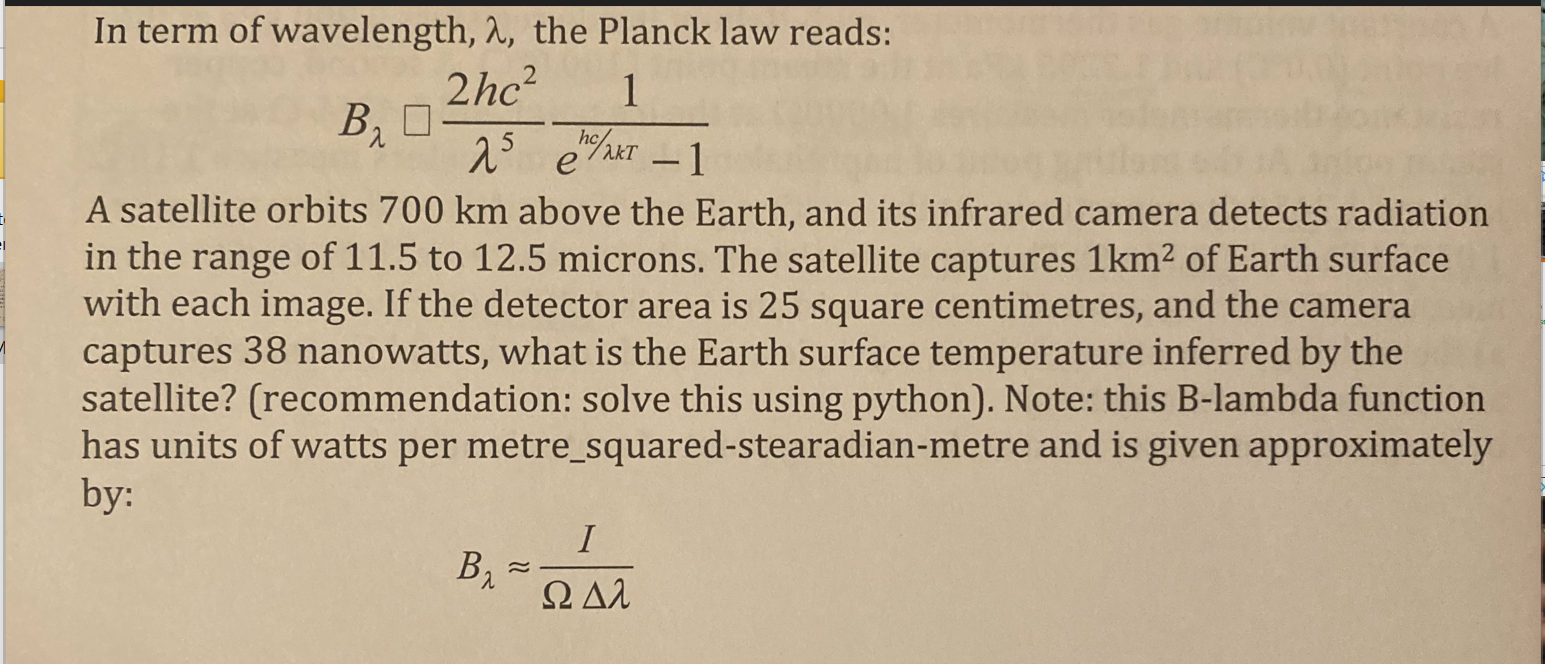 Solved In term of wavelength, λ, ﻿the Planck law | Chegg.com