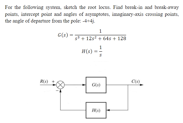 Solved For the following system, sketch the root locus. Find | Chegg.com