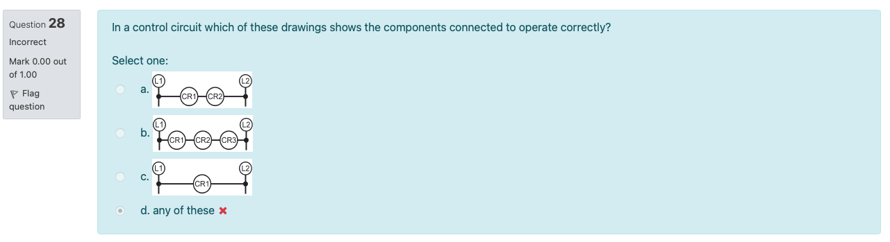Solved Question 28 In a control circuit which of these | Chegg.com