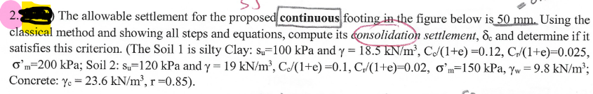Solved Soil 22. The allowable settlement for the proposed | Chegg.com