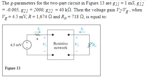 Solved The g-parameters for the two-part circuit in Figure | Chegg.com