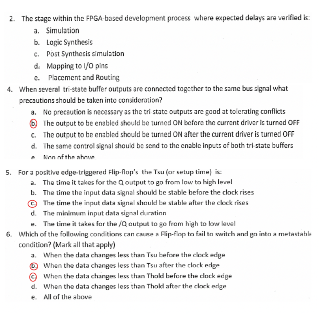 Solved 2. The stage within the FPGA-based development | Chegg.com