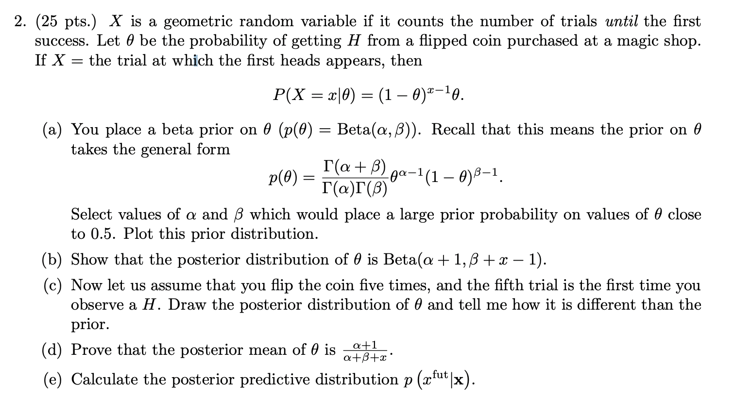 Solved 25 Pts X Is A Geometric Random Variable If It