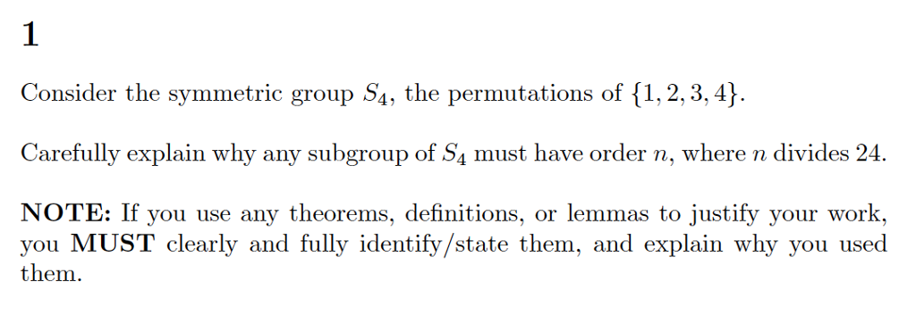 Solved Consider The Symmetric Group S4 The Permutations Of