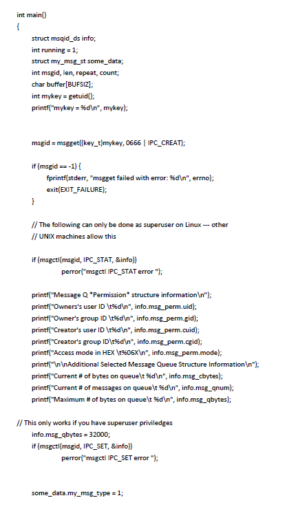 Exercise 4: msgl. c /* Here's the receiver program. | Chegg.com