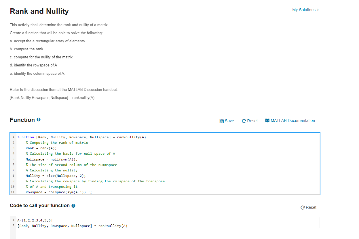 Rank And Nullity This Activity Shall Determine The 7753