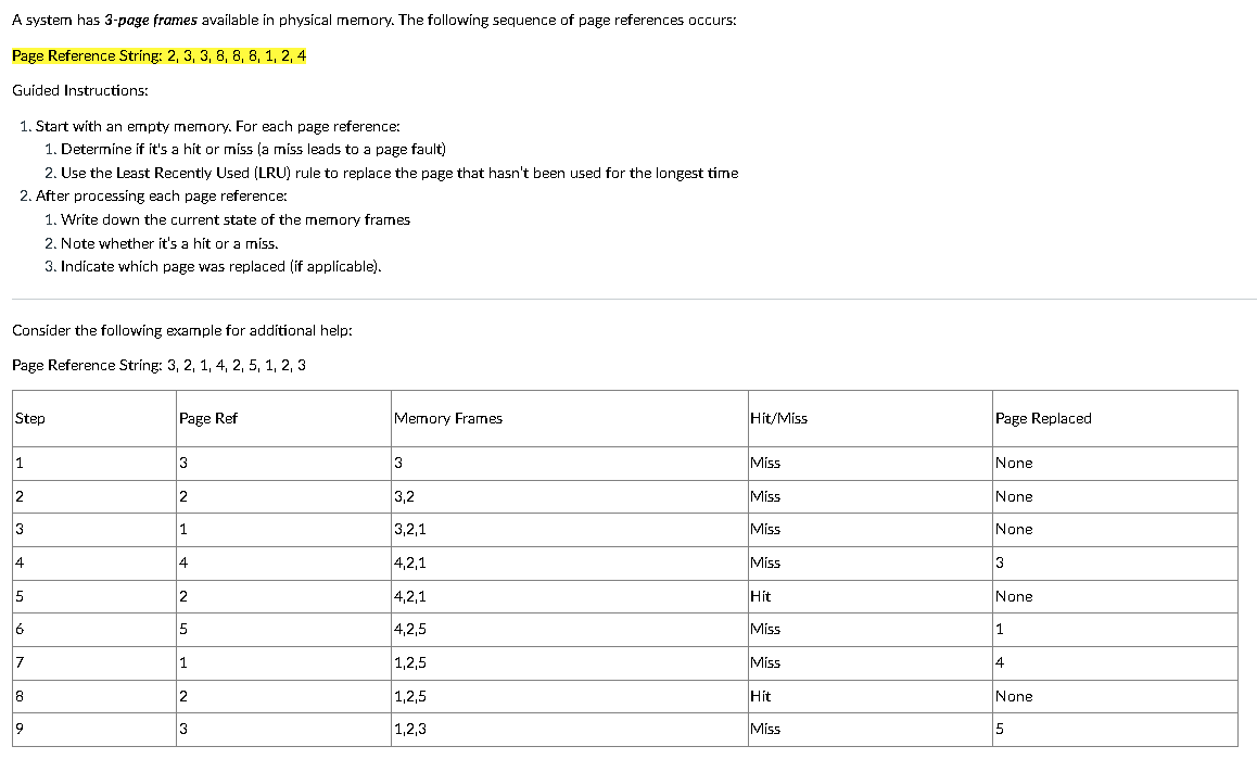 Solved A system has 3-page frames available in physical | Chegg.com