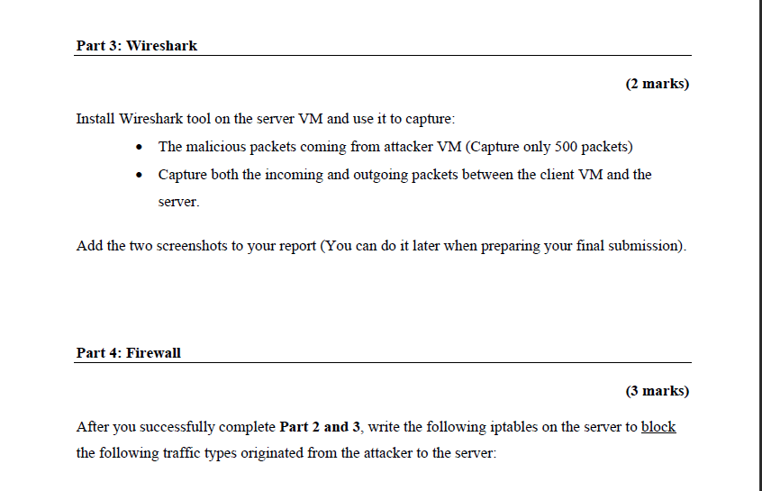 Install Wireshark Tool On The Server Vm And Use It To