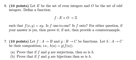 Solved 6. (10 points) Let E be the set of even integers and | Chegg.com
