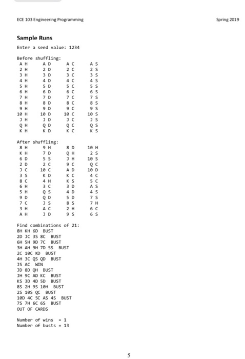 Solved Spring 2019 ECE 103 Engineering Programming Problem | Chegg.com