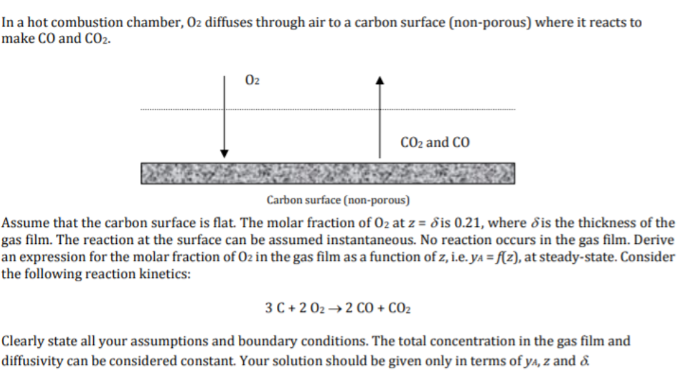 Solved In a hot combustion chamber, O2 diffuses through air | Chegg.com