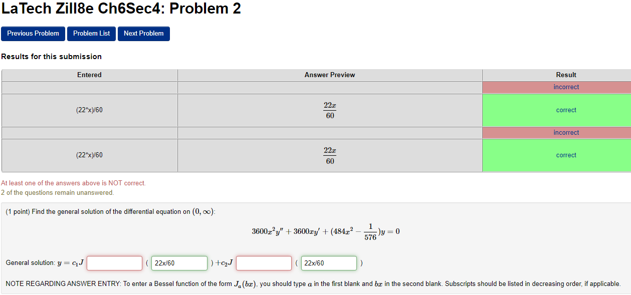 Solved LaTech Zill8e Ch6Sec4: Problem 2 Previous Problem | Chegg.com