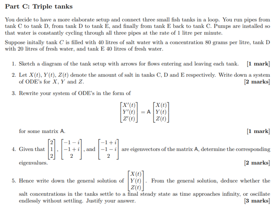 Solved Part C: Triple tanks You decide to have a more | Chegg.com