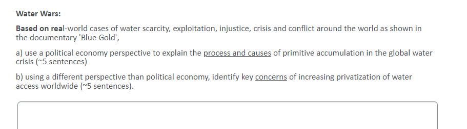 Solved Water Wars: Based on real-world cases of water | Chegg.com