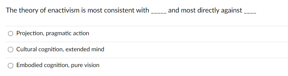 Solved The theory of enactivism is most consistent with and | Chegg.com