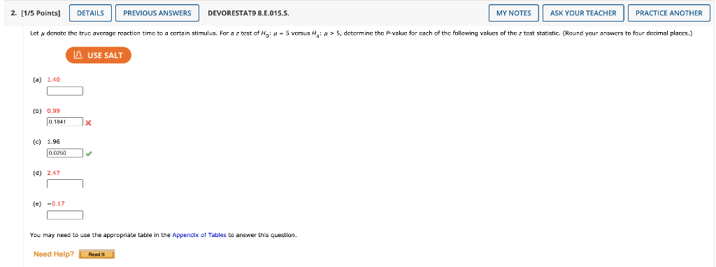 Solved 2. [1/5 Points] DETAILS PREVIOUS ANSWERS DEVORESTAT9 | Chegg.com