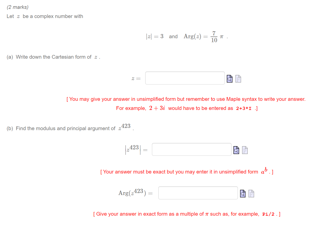 Solved (2 marks) Let z be a complex number with ∣z∣=3 and | Chegg.com