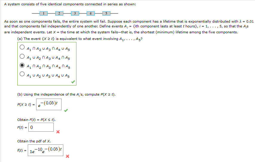 Solved A system consists of five identical components | Chegg.com