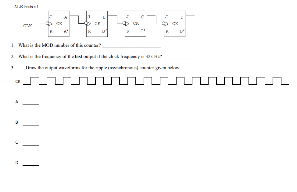 Solved 1. What is the MOD number of this counter? 2. What is | Chegg.com