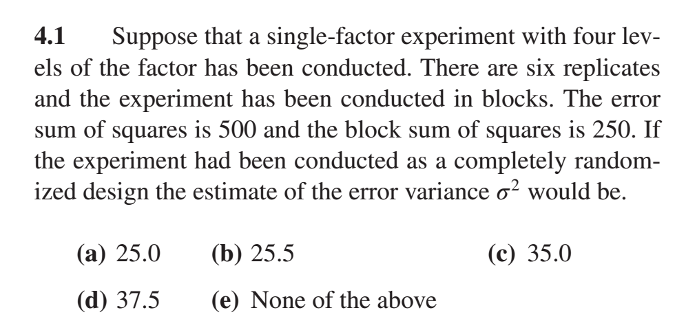 Solved 4.1Suppose that a single-factor experiment with four | Chegg.com