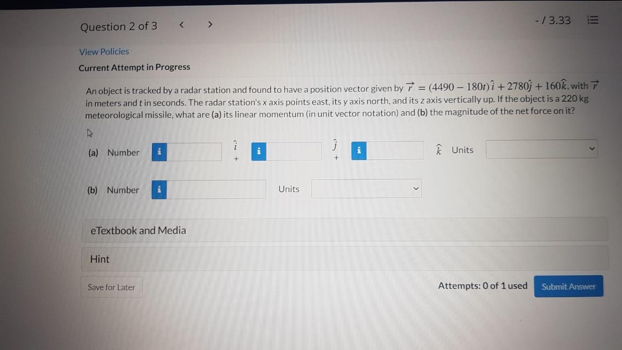 Solved -13.33 Question 2 of 3 View Policies Current Attempt | Chegg.com