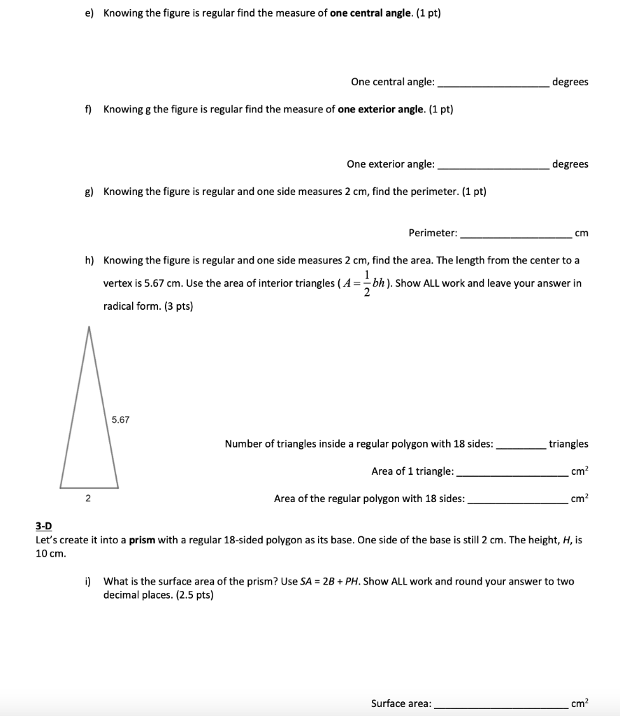 Solved Picture a regular polygon with 18 sides. Show ALL | Chegg.com