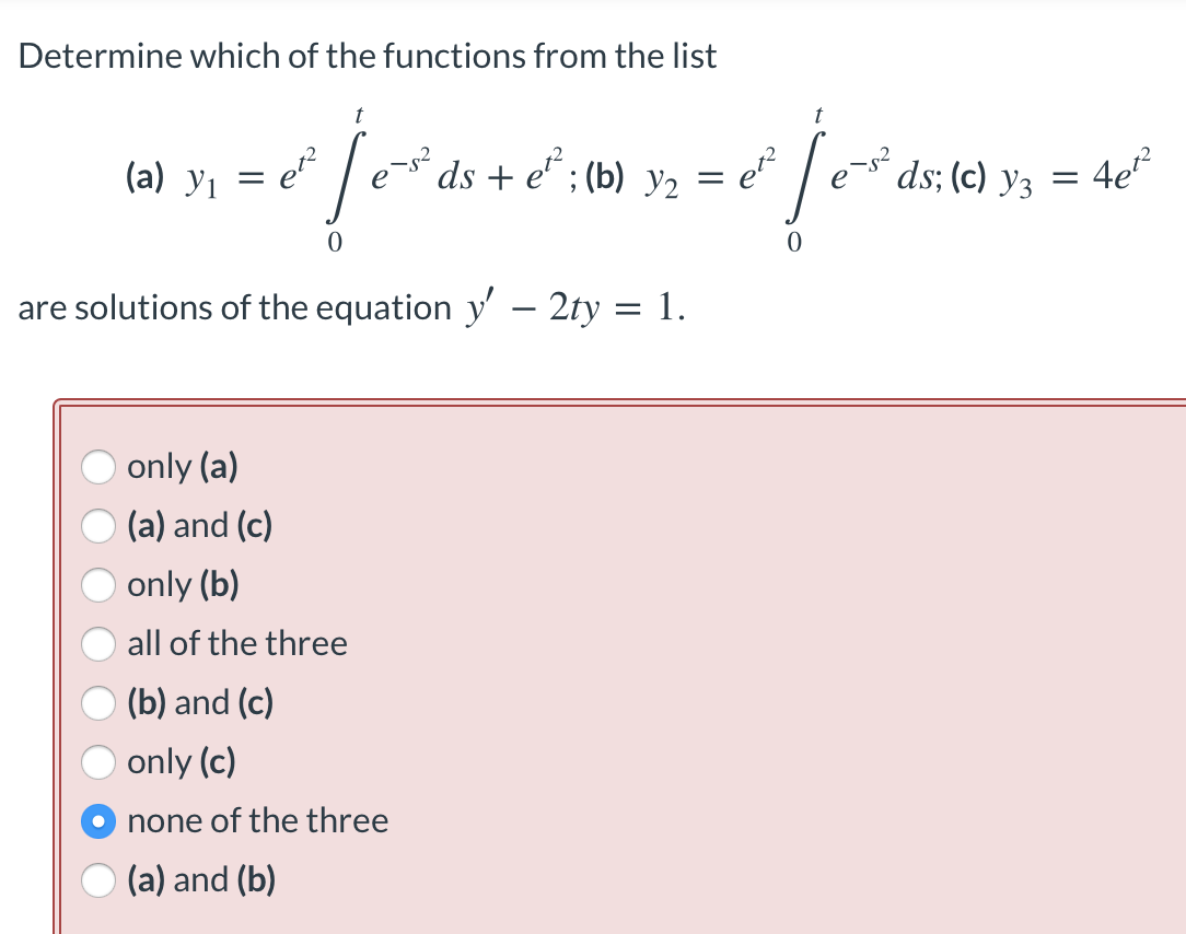 Solved Determine which of the functions from the list (a) yı | Chegg.com
