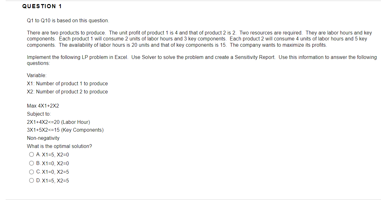 Solved QUESTION 1 Q1 to Q10 is based on this question. There | Chegg.com
