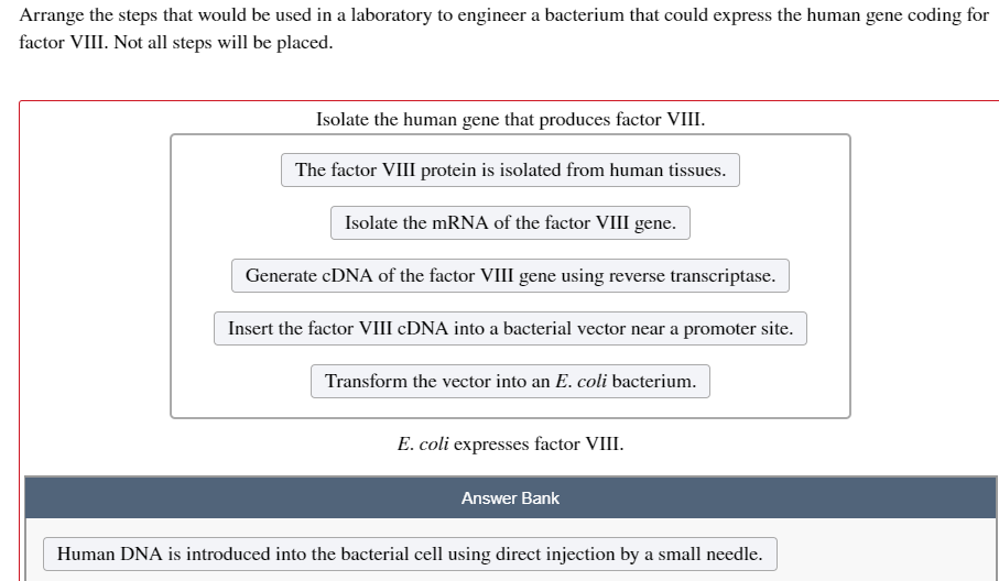 Solved Arrange the steps that would be used in a laboratory | Chegg.com