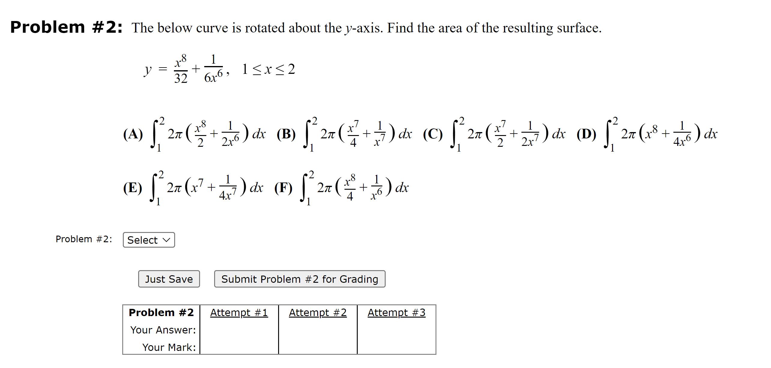 Solved roblem \# 2: The below curve is rotated about the | Chegg.com