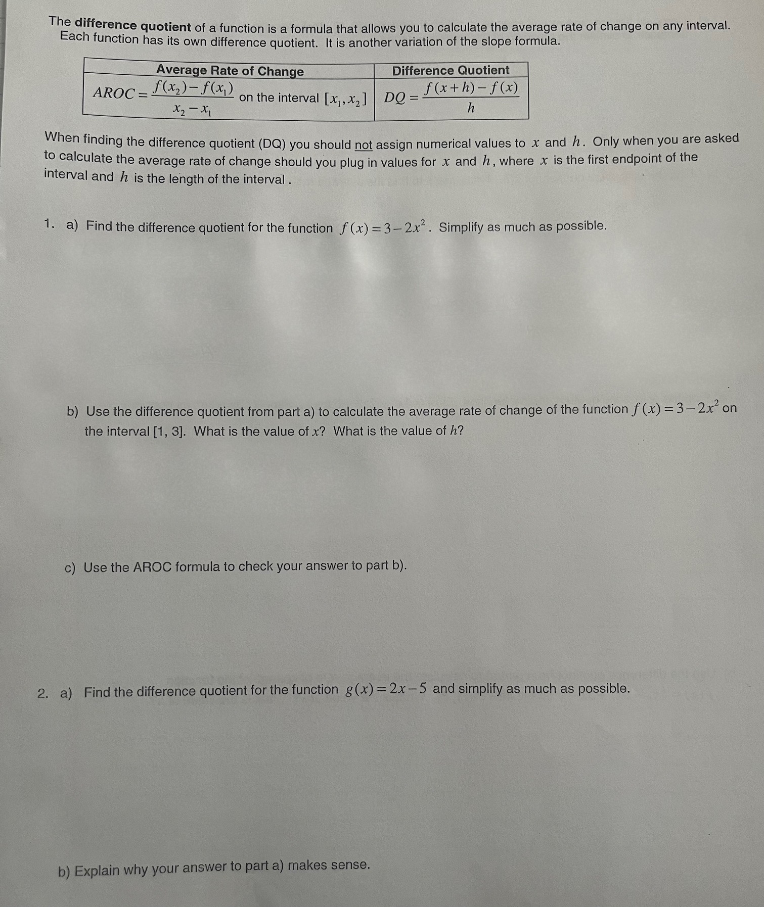 Solved The difference quotient of a function is a formula | Chegg.com