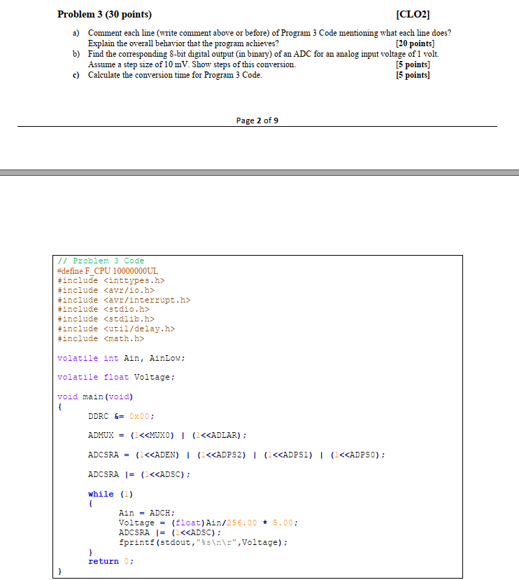 Solved Problem 3 (30 points) [CLO2] a) Comment each line | Chegg.com
