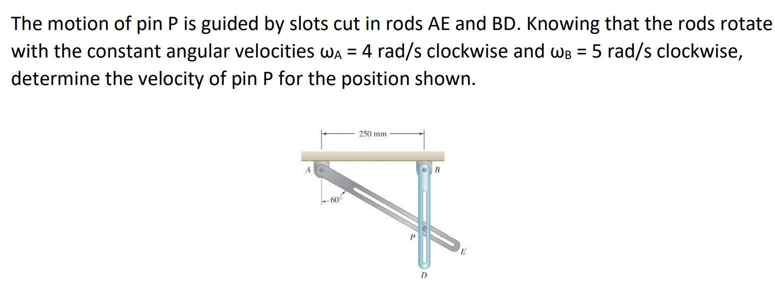 Solved The motion of pin P is guided by slots cut in rods AE | Chegg.com