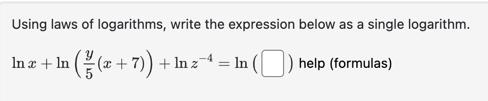 Solved Using laws of logarithms, write the expression below | Chegg.com