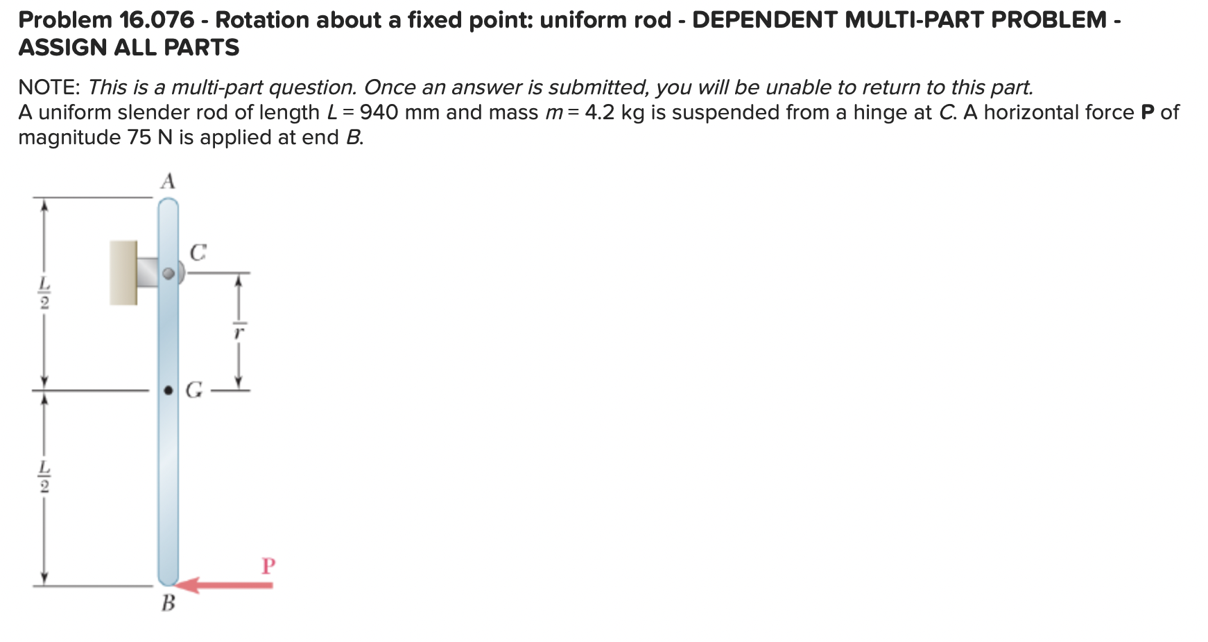 Solved Problem 16.076 - Rotation about a fixed point: | Chegg.com