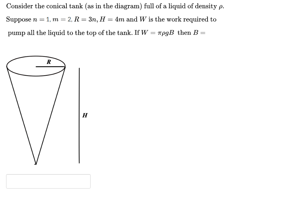 Solved Consider the conical tank (as in the diagram) full of | Chegg.com