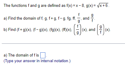 Solved The functions f and g are defined as | Chegg.com