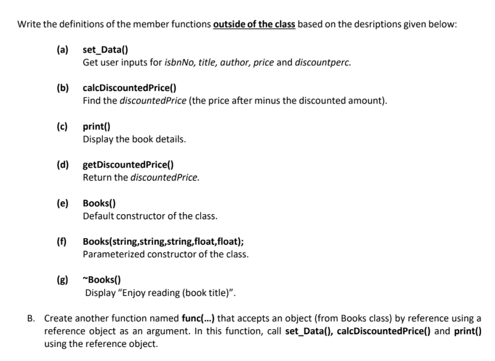 Solved Question 3 A. Given the declarations for a class | Chegg.com