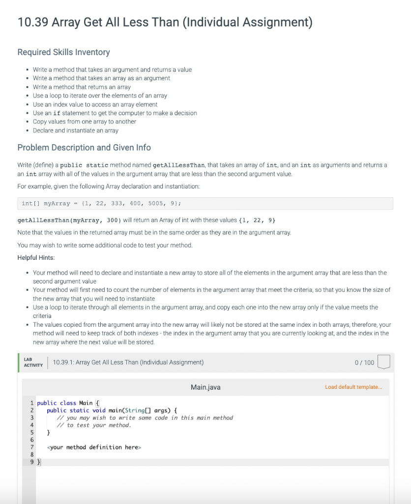 Solved Required Skills Inventory - Write a method that takes | Chegg.com