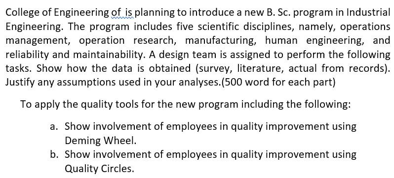 Solved College of Engineering of is planning to introduce a | Chegg.com