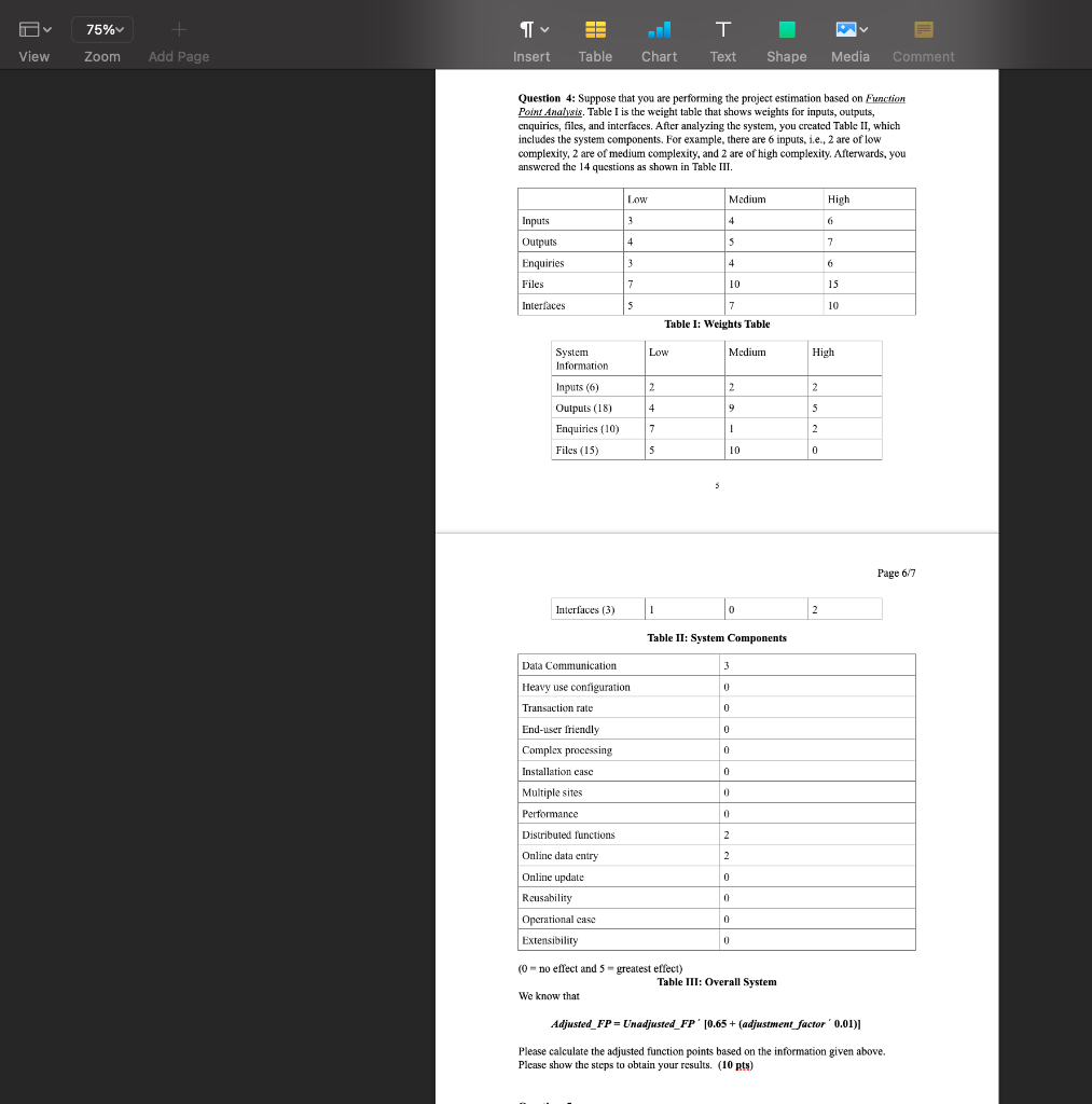 75% + T T V View Zoom Add Page Insert Table Chart | Chegg.com