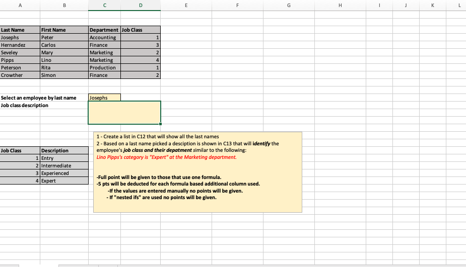 Solved 1) Make D5:D9 a list of the three different | Chegg.com