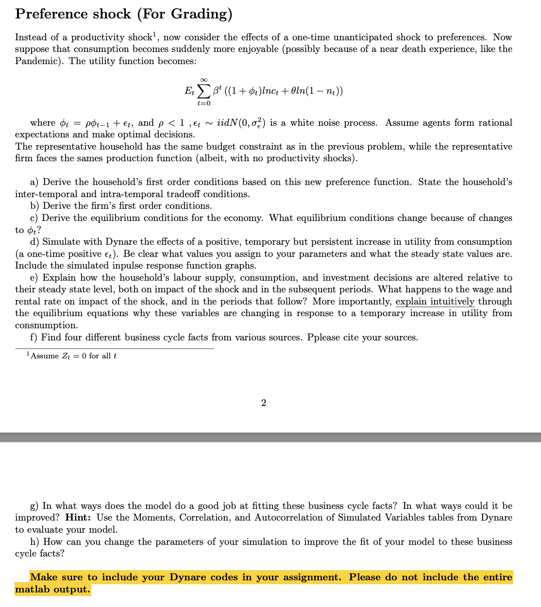 Solved Preference shock (For Grading)Instead of a | Chegg.com