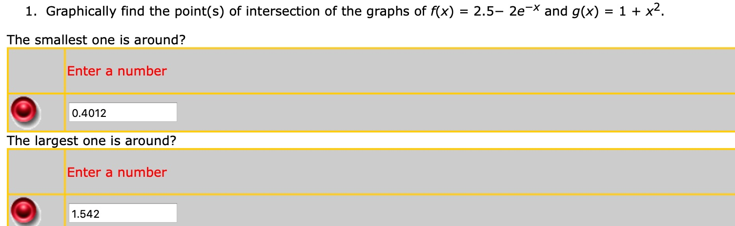 Solved 1. Graphically find the point(s) of intersection of | Chegg.com