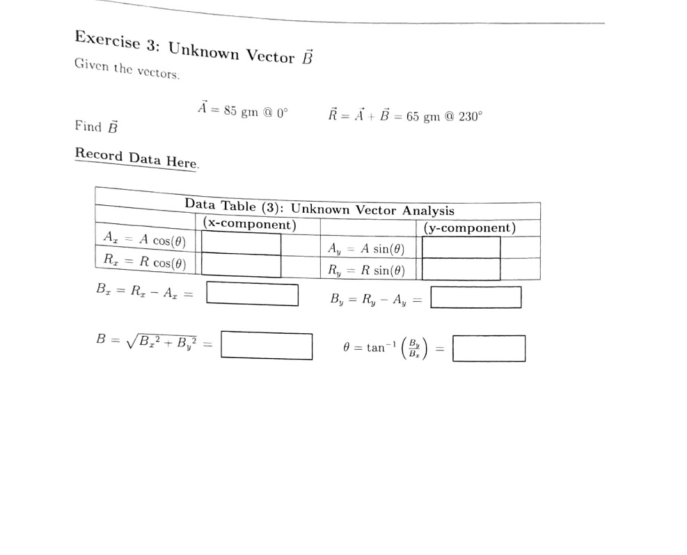 Solved Exercise 3: Unknown Vector B Given the vectors. | Chegg.com