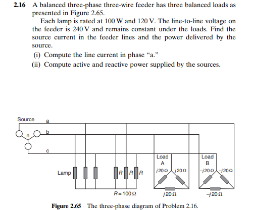 Solved 2.16 A balanced three-phase three-wire feeder has | Chegg.com