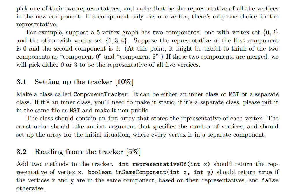Solved 1 Total edge weight [15%] Create a class MST to | Chegg.com