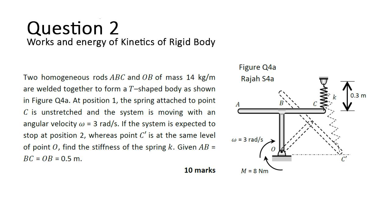 Solved Question 2 Works and energy of Kinetics of Rigid Body | Chegg.com
